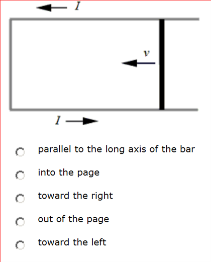 Solved A conducting bar moves to the left at a constant | Chegg.com