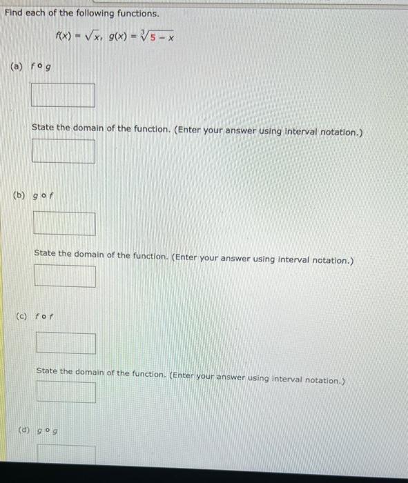 Solved Find each of the following functions. | Chegg.com