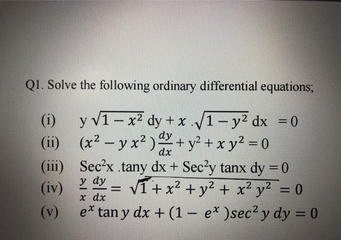 Solved Q1. Solve the following ordinary differential | Chegg.com