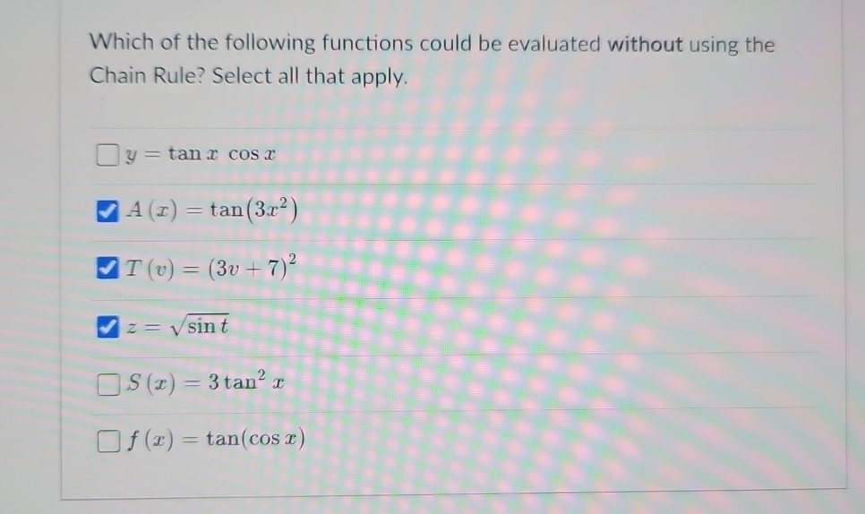 Solved Which of the following functions could be evaluated | Chegg.com