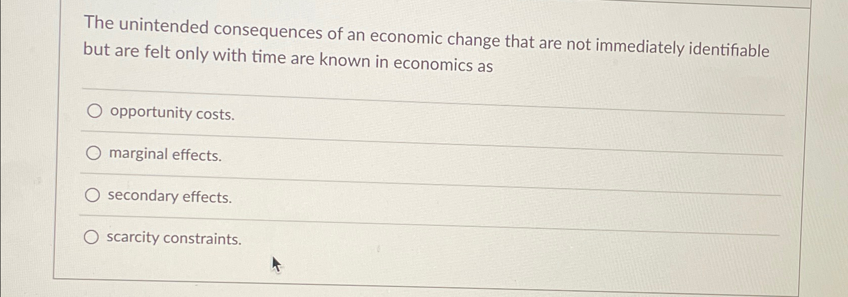 Solved The unintended consequences of an economic change | Chegg.com