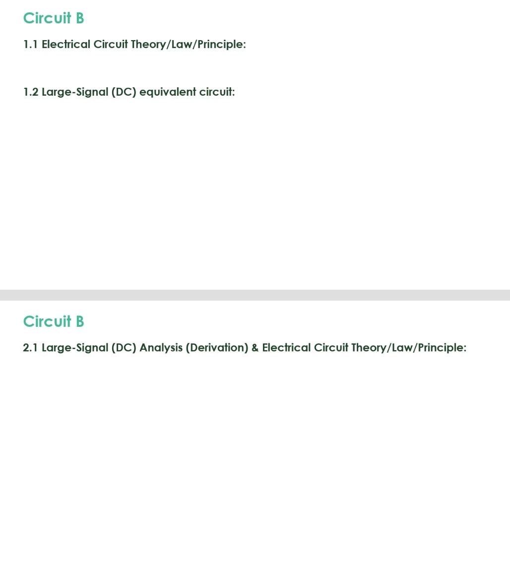 Solved Circuit B Type of Transistor: npn Bipolar Junction | Chegg.com
