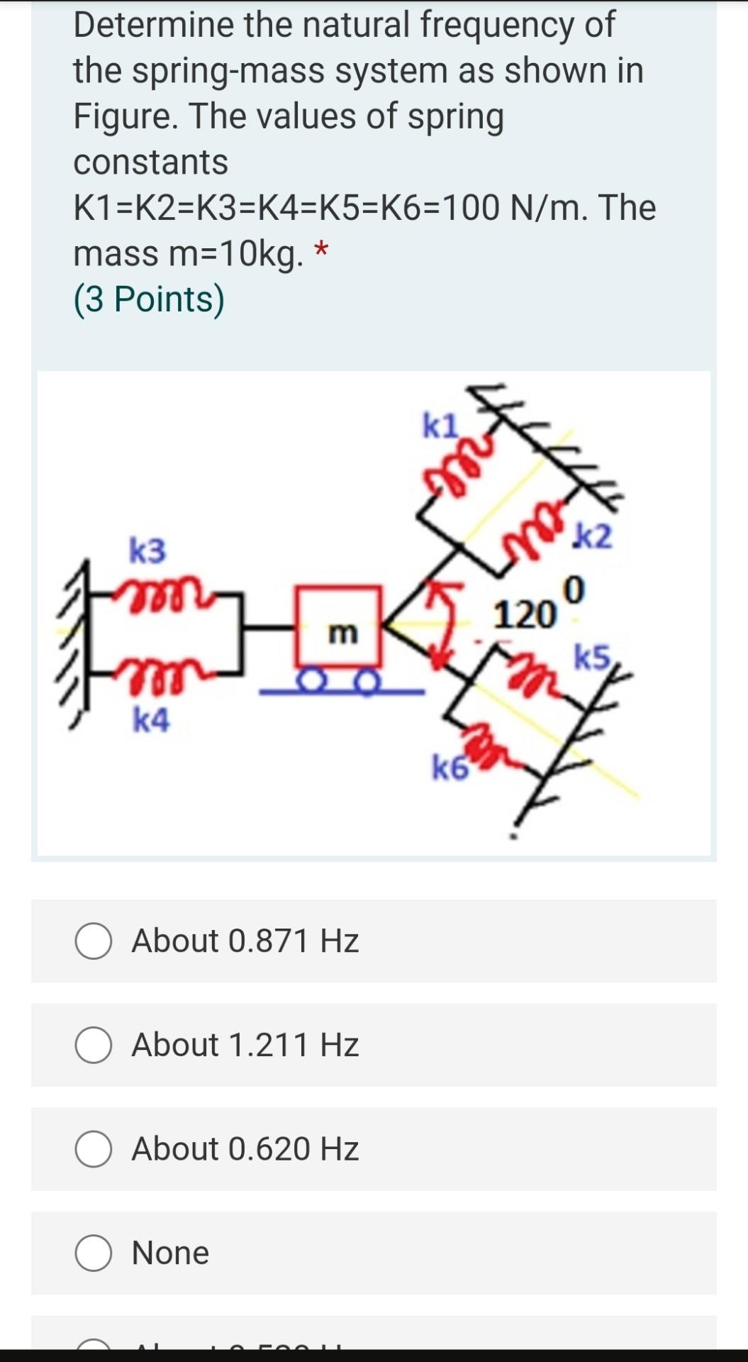 Solved Determine the natural frequency of the spring-mass | Chegg.com