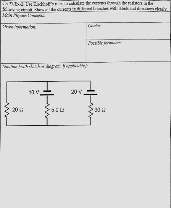 Solved Ch 27/Ex-2: Use Kirchhoff's rules to calculate the | Chegg.com