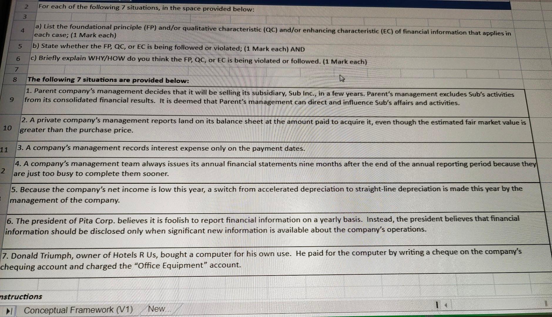2 For each of the following 7 situations, in the | Chegg.com