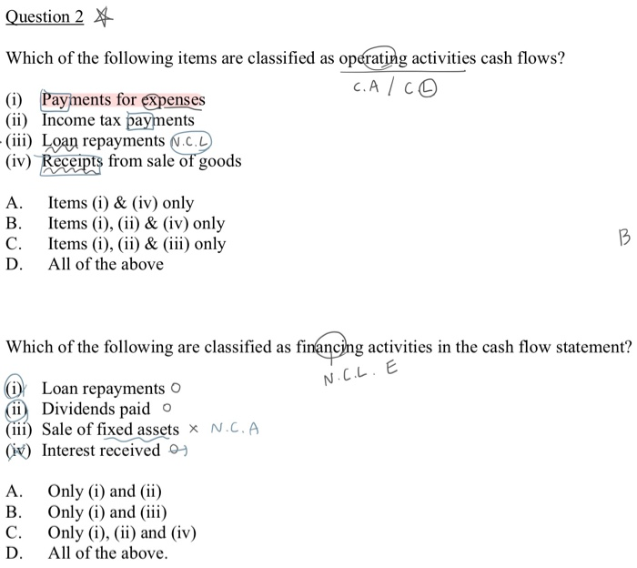 Solved Question 2 * Which of the following items are | Chegg.com