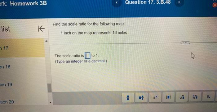 Solved Find the scale ratio for the following map. 1 inch on | Chegg.com