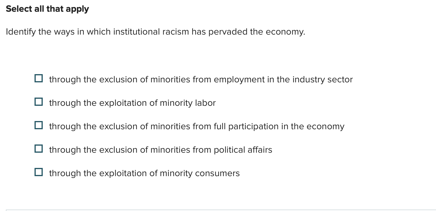 Solved Select all that applyIdentify the ways in which | Chegg.com