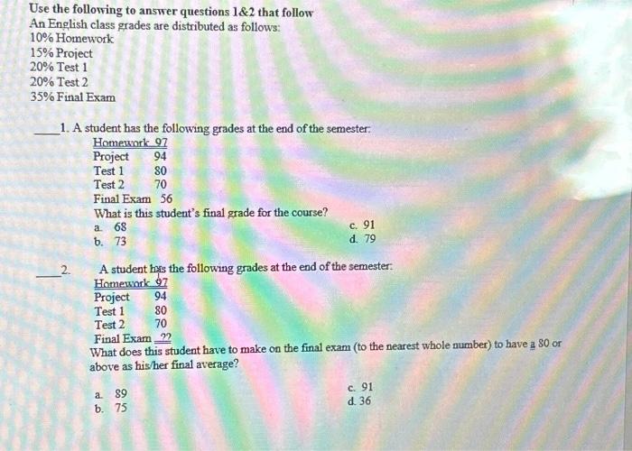 Use the following to answer questions 1&2 that follow | Chegg.com