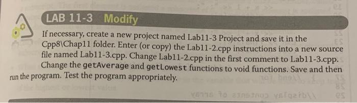 Solved LAB 11-3 Modify If necessary, create a new project | Chegg.com