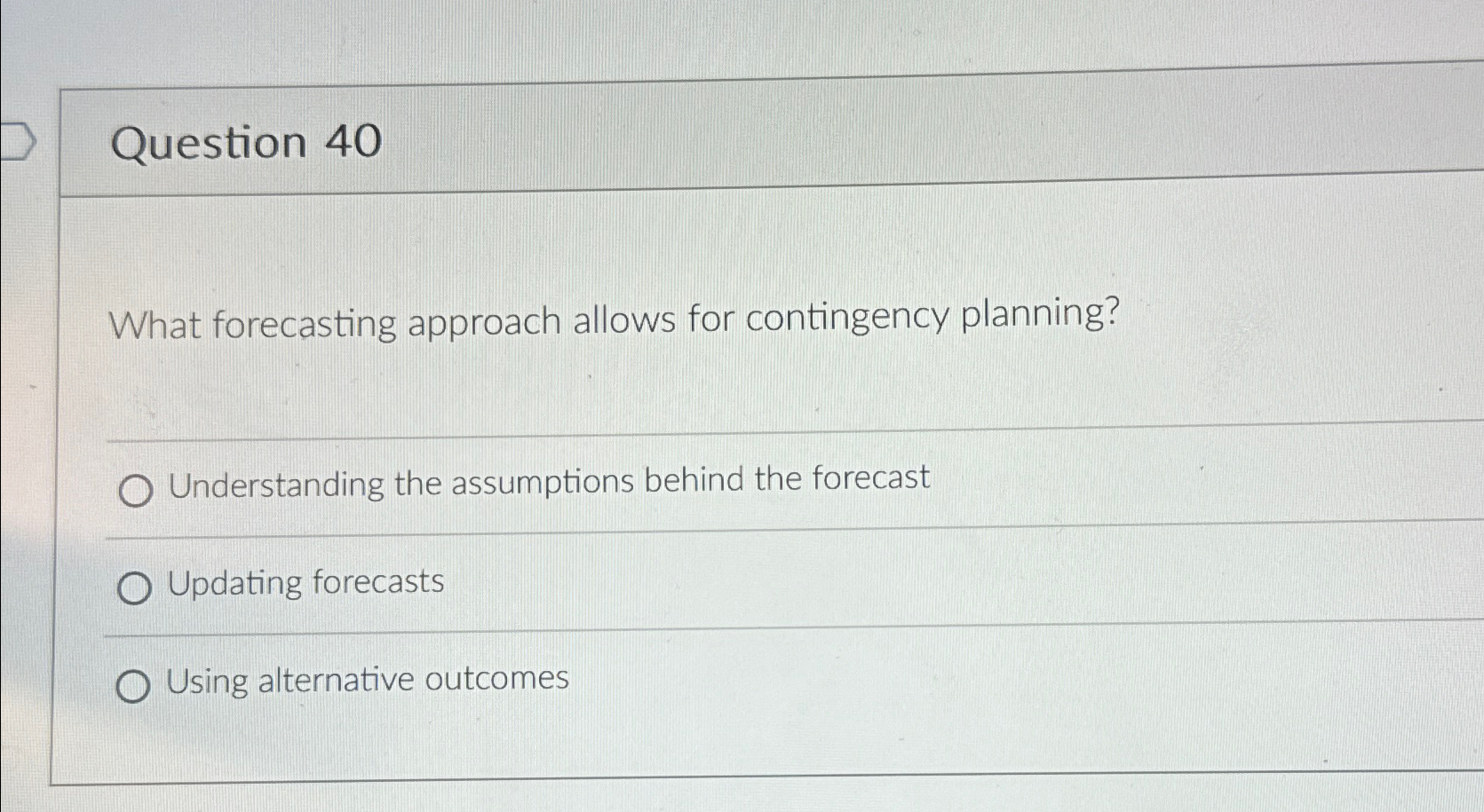 Solved Question 40What forecasting approach allows for | Chegg.com