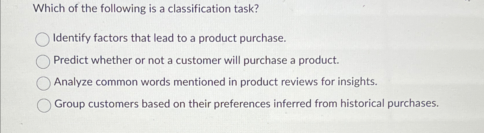 Solved Which of the following is a classification | Chegg.com