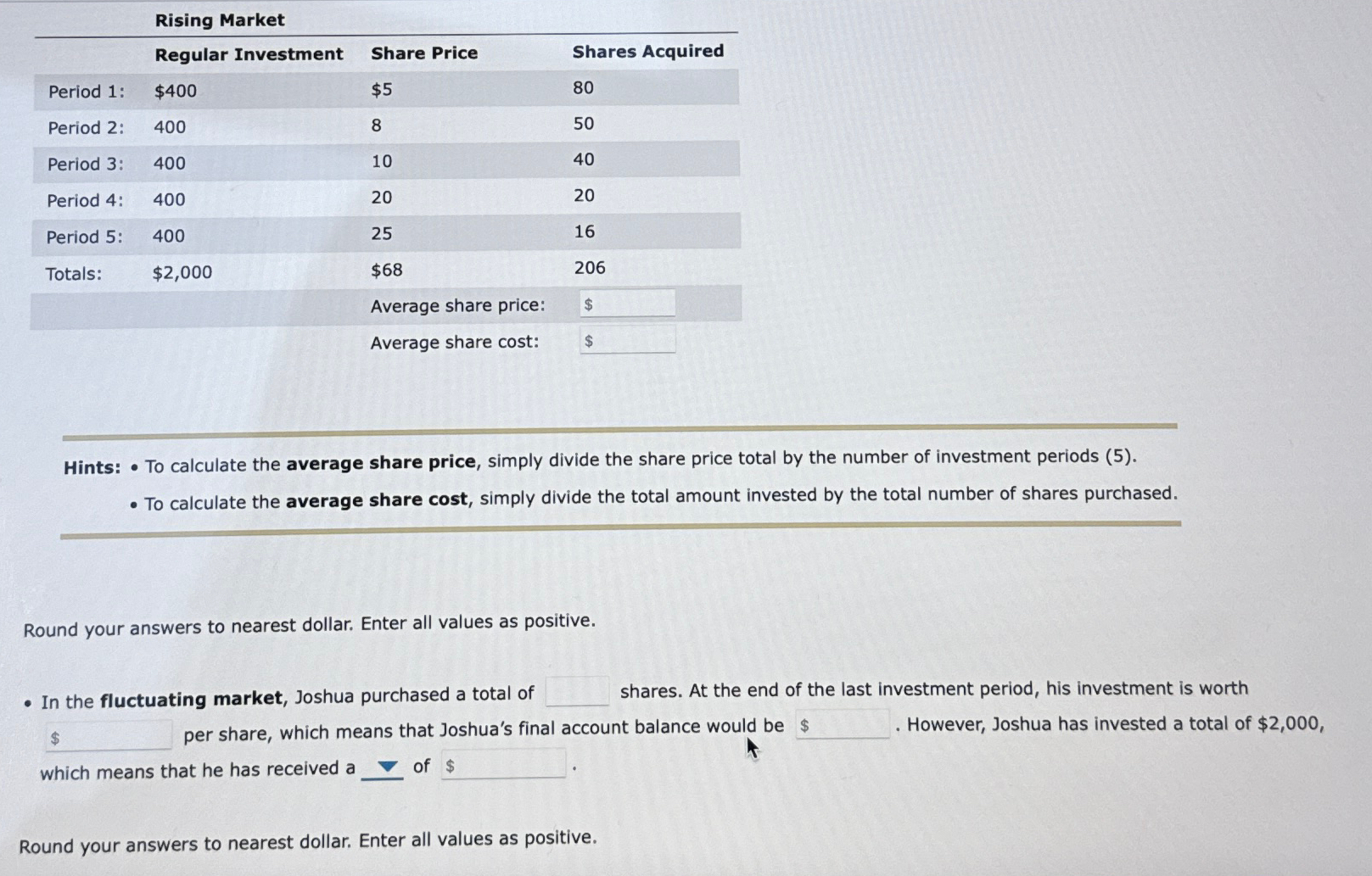 \table[[,Fluctuating Market],[,Regular | Chegg.com