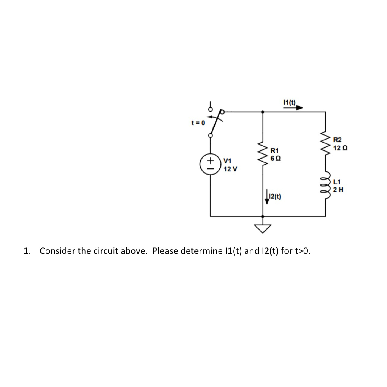 Solved Please determine I1(t) ﻿and I2(t) ﻿for t>0. | Chegg.com