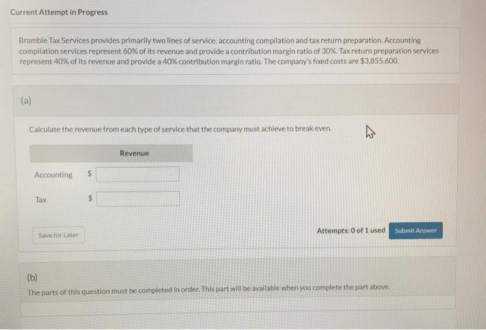 Solved Bramble Tax Services provides primarily two lines of | Chegg.com