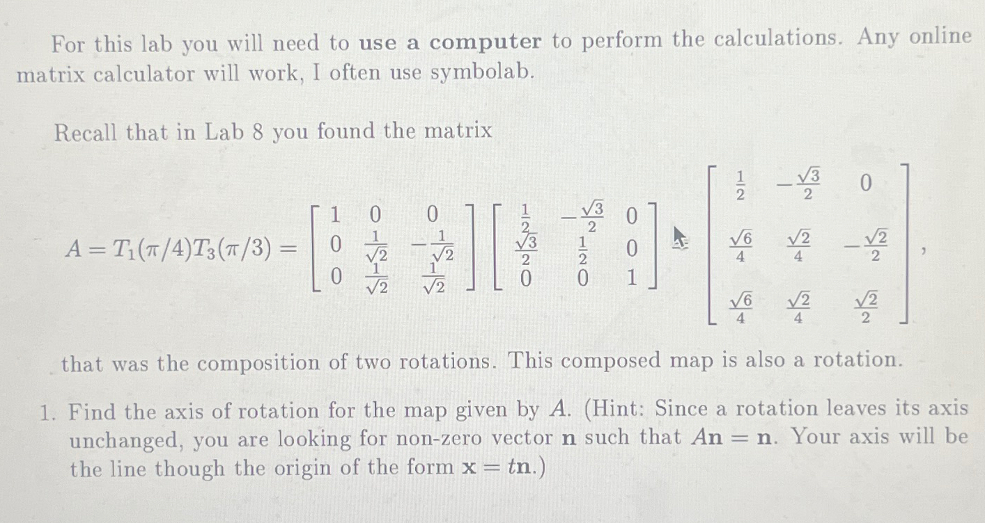 Solved For this lab you will need to use a computer to | Chegg.com