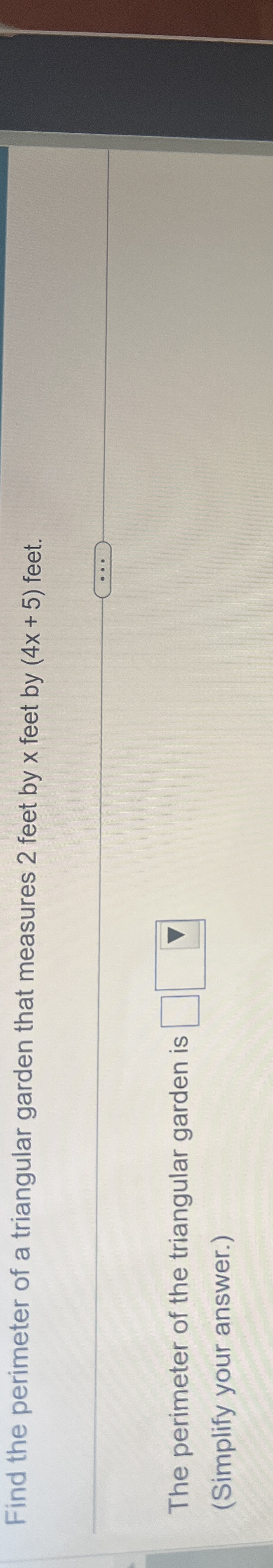 Solved Find the area of the rectangle to the right.The area | Chegg.com