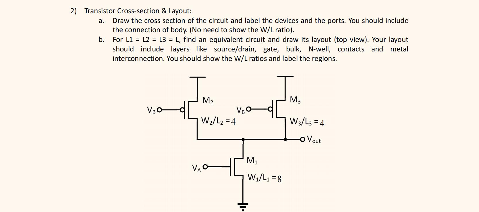 Transistor Cross-section & Layout:\\na. Draw the | Chegg.com