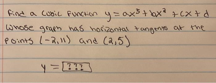 Solved find a cubic function y=ax3+bx2+cx+d Whose graph has | Chegg.com