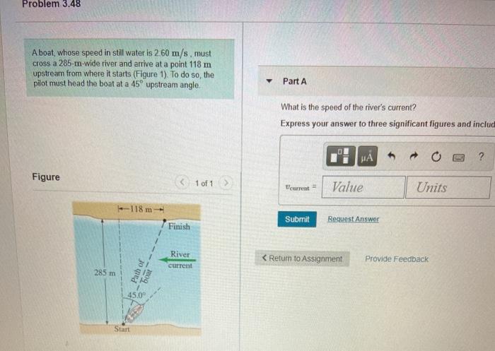 Solved Problem 3.48 A boat, whose speed in still water is | Chegg.com
