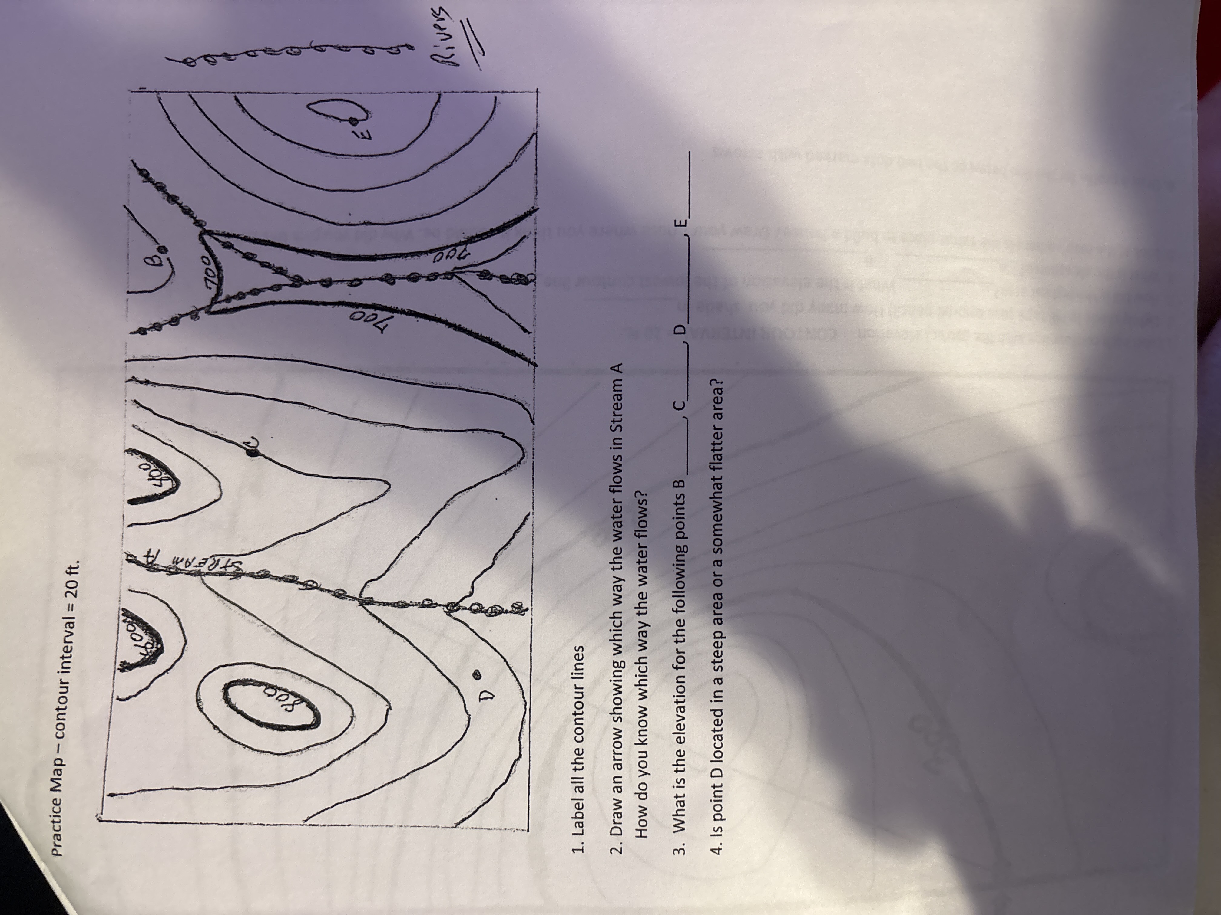 Practice Map - ﻿contour interval | Chegg.com