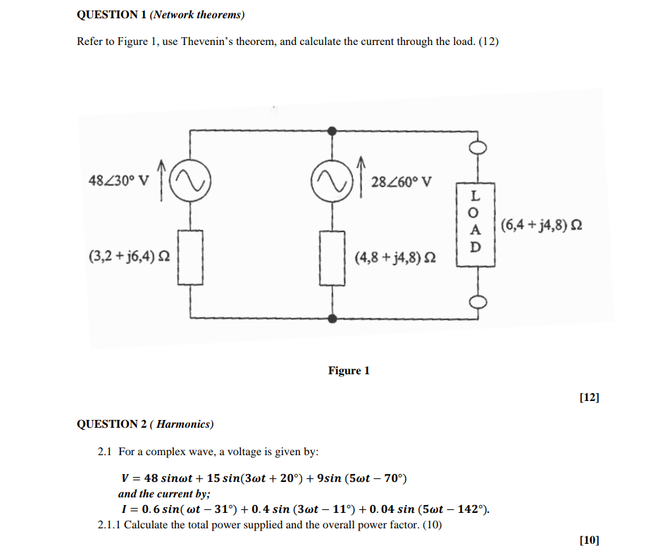 Solved QUESTION 1 (Network theorems) Refer to Figure 1, use | Chegg.com