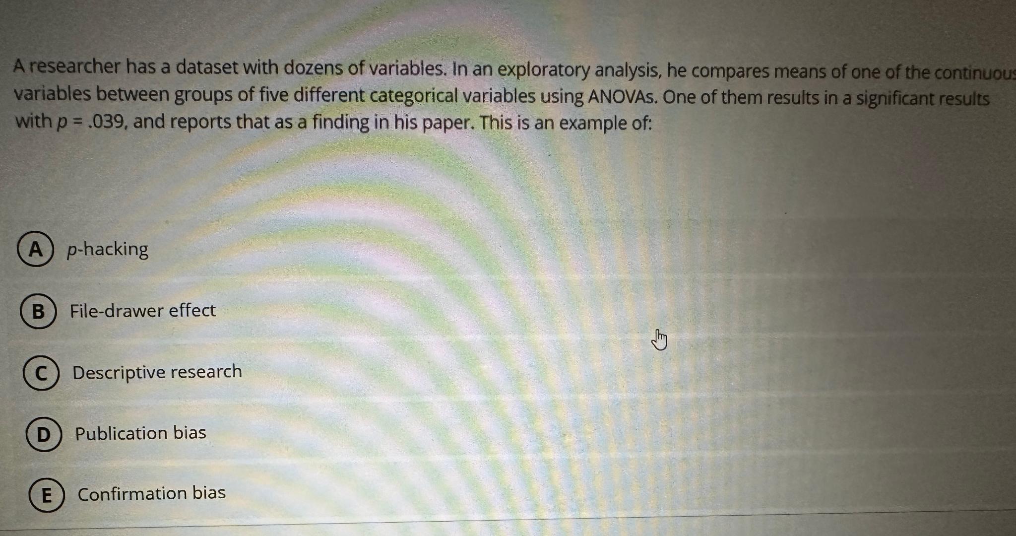 Solved A researcher has a dataset with dozens of variables. | Chegg.com