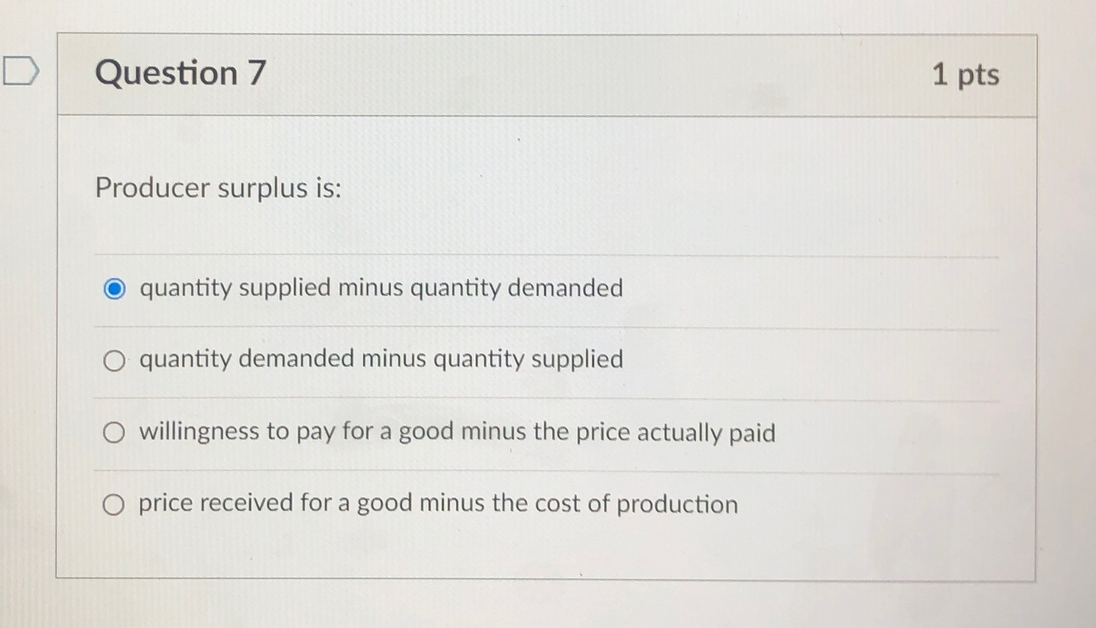 Solved Question 71ptsProducer surplus is:quantity supplied | Chegg.com