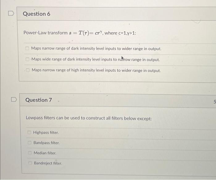 Question 6 Power-Law transform s = T(r)= cry, where | Chegg.com