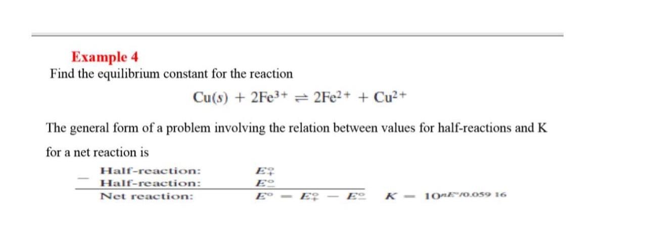 Solved Example 4Find the equilibrium constant for the | Chegg.com