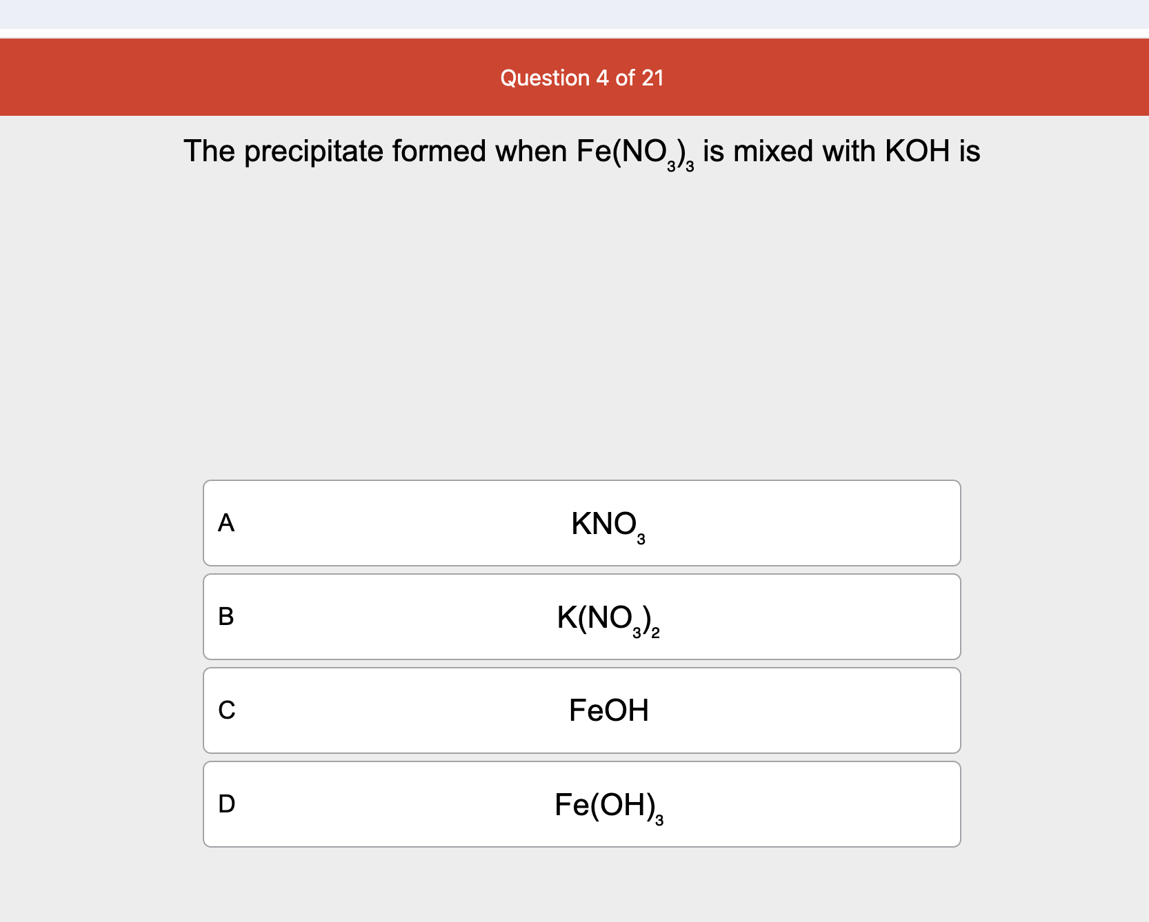 Solved The precipitate formed when Fe(NO3)3 ﻿is mixed with | Chegg.com
