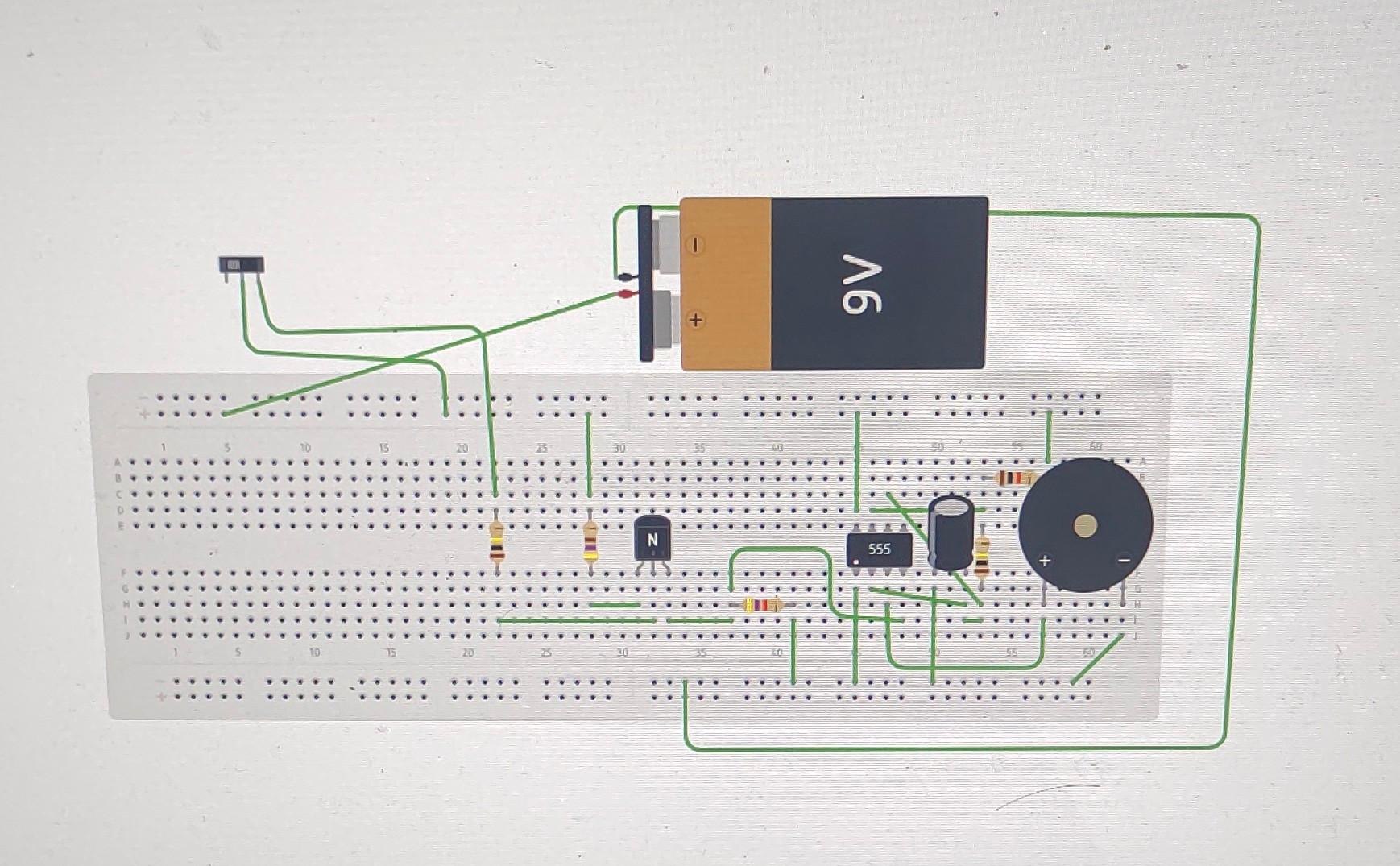 Solved what is the problem in the circuit because the buzzer | Chegg.com