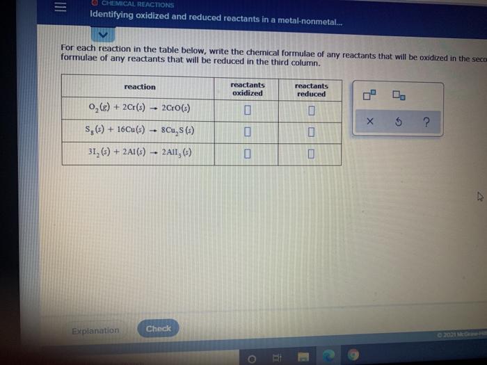 Solved III CHEMICAL REACTIONS Identifying oxidized and | Chegg.com