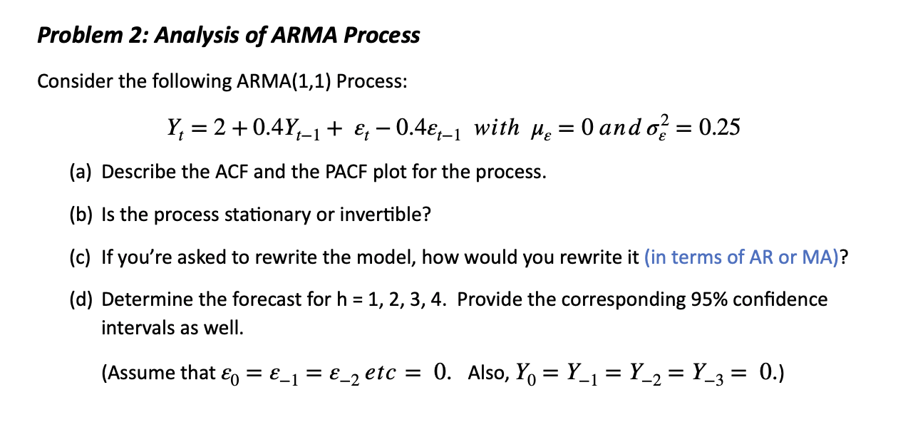 Solved Problem 2: Analysis of ARMA ProcessConsider the | Chegg.com