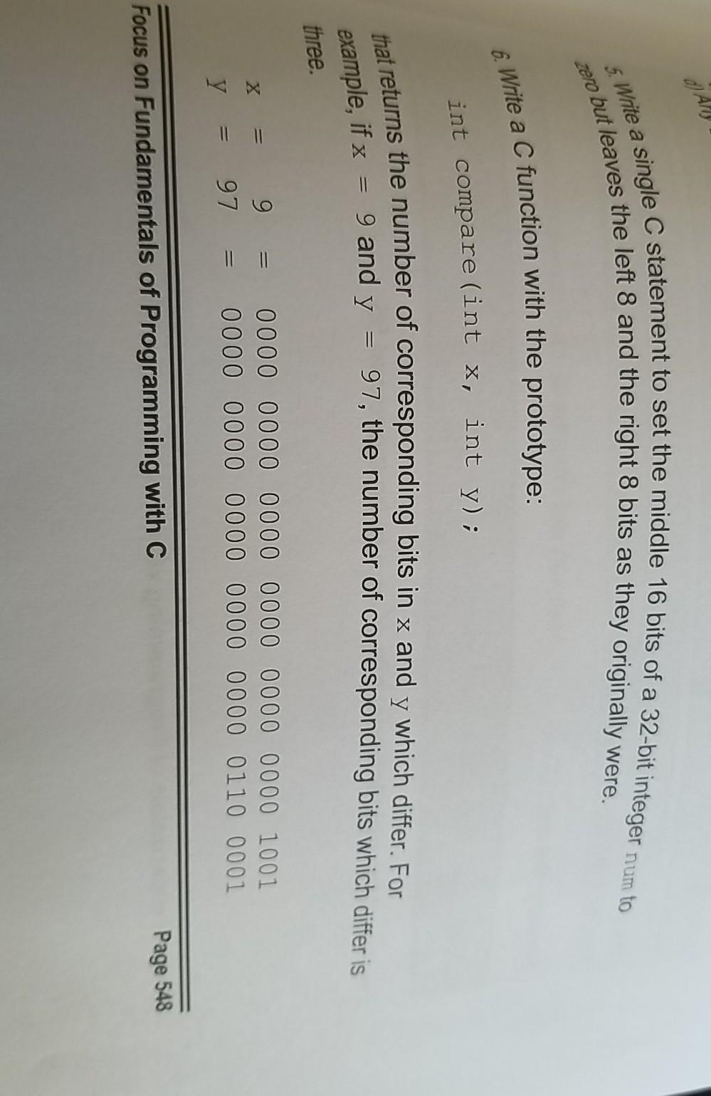 Solved int compare (int x, int y); three. = x 9 97 0000 0000 | Chegg.com