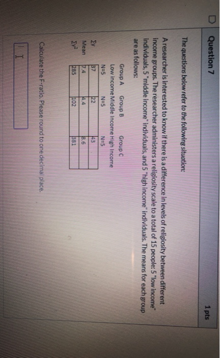 Solved D 1 pts Question 7 The questions below refer to the | Chegg.com Solved D 1 pts Question 7 The questions below refer to the | Chegg.com