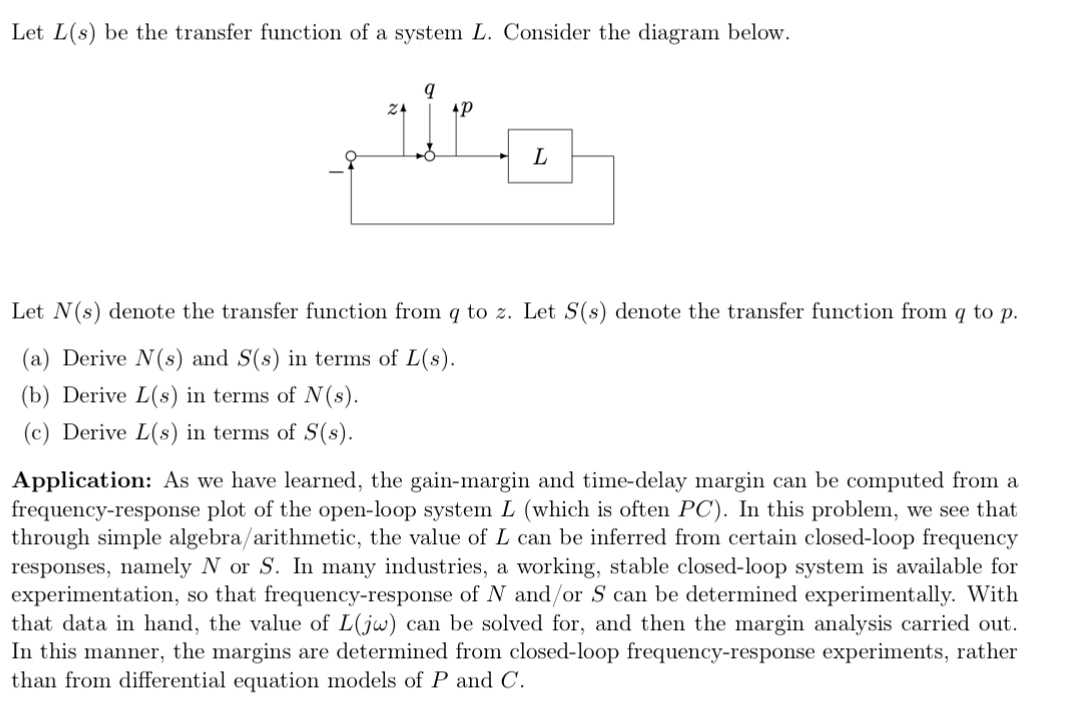 Solved by an EXPERT Let L(s) ﻿be the transfer function of a system L. | Chegg.com