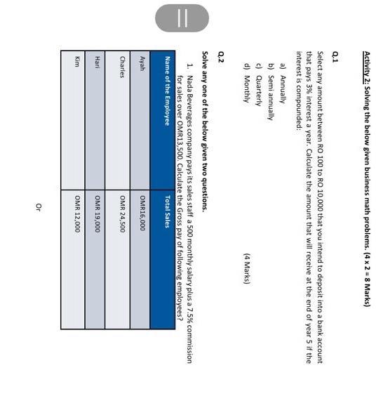 Solved || Activity 2: Solving the below given business math | Chegg.com
