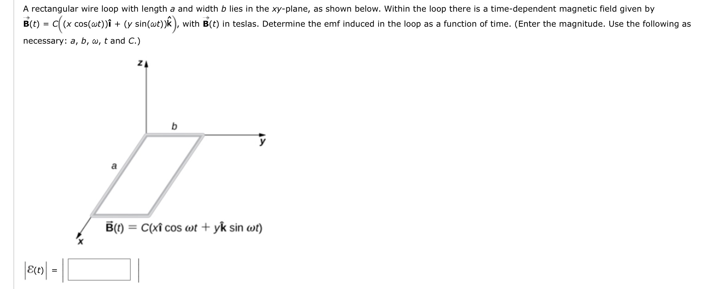 Solved A Rectangular Wire Loop With Length A And Width B 9926