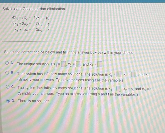 Solved Solve using Gauss-Jordan elimination. | Chegg.com