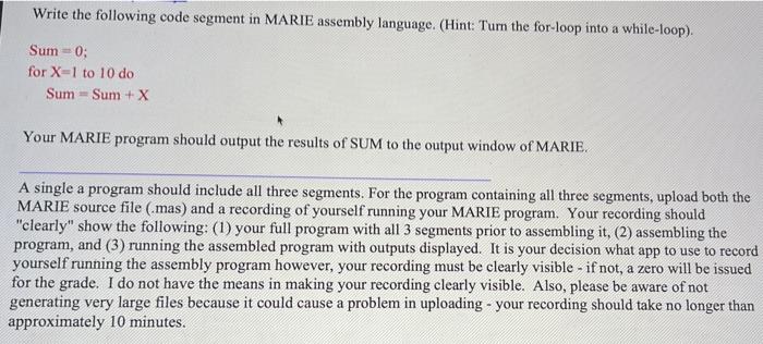 Segment 1 (30%): .Write an assembly program code | Chegg.com