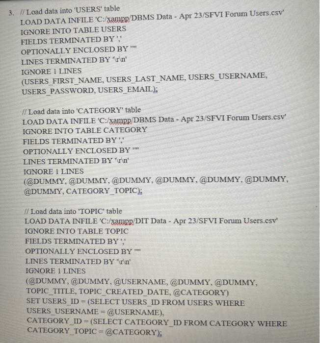 Solved // Create 'USERS' table 2. CREATE TABLE USERSA USERS | Chegg.com