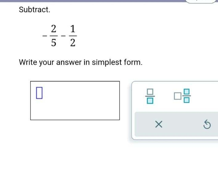 Solved Subtract.-25-12Write your answer in simplest form. | Chegg.com