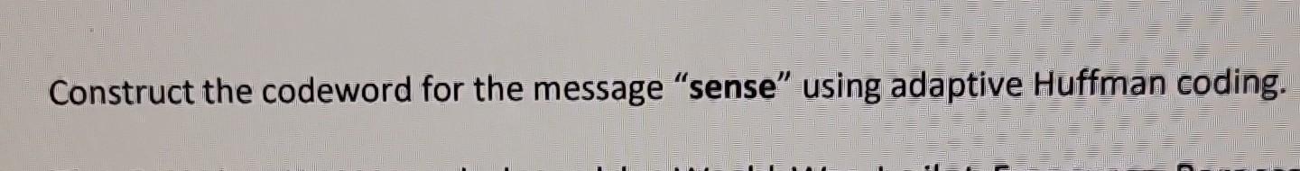 Solved Construct The Codeword For The Message Sense Using