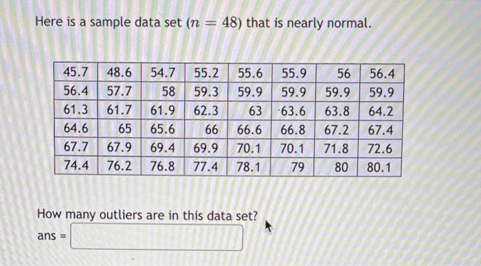 [Solved]: Here is a sample data set ( (n=48) ) that is ne
