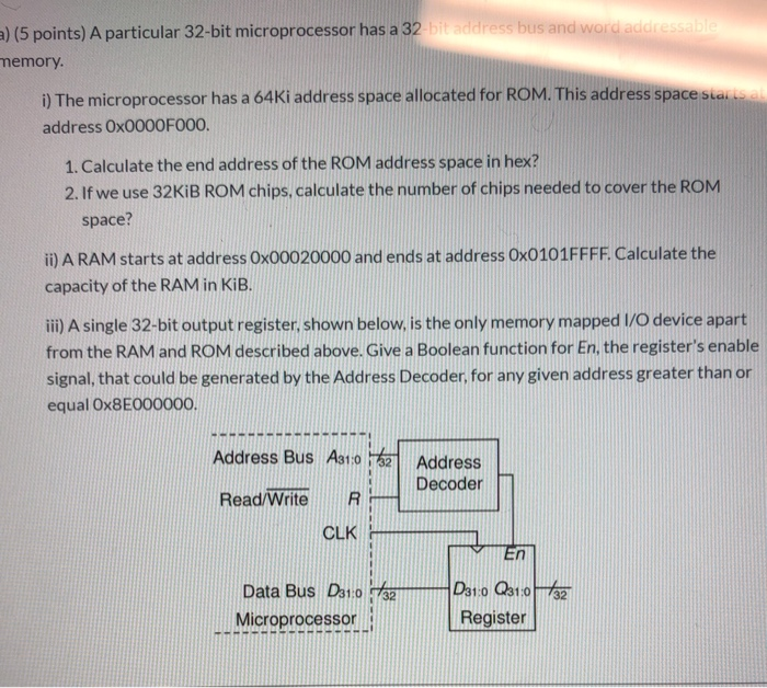 Solved a) (5 points) A particular 32-bit microprocessor has | Chegg.com