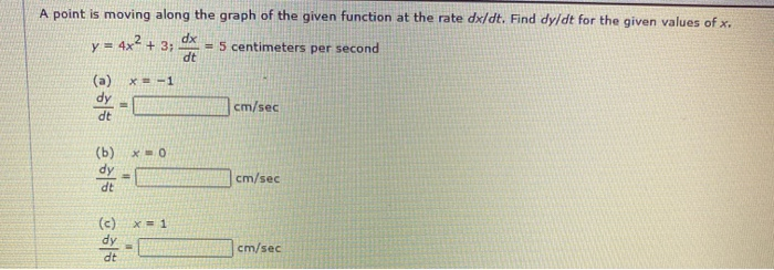 Solved A point is moving along the graph of the given | Chegg.com