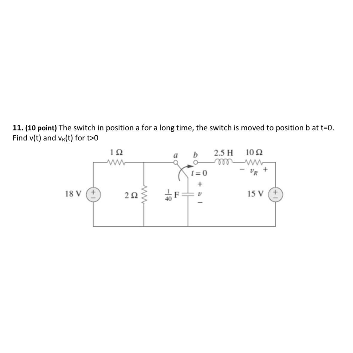 Solved (10 ﻿point) ﻿The switch in position a for a long | Chegg.com