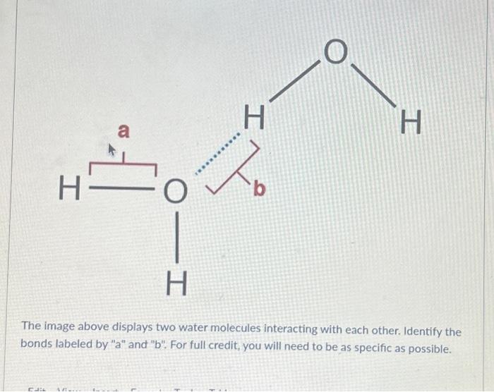 Solved The image above displays two water molecules | Chegg.com