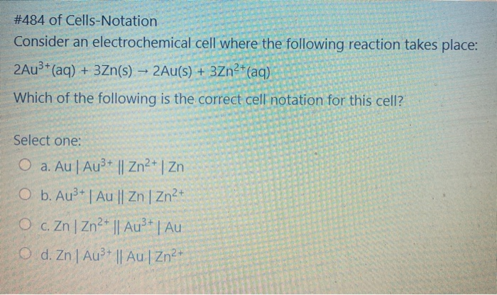 Solved #484 of Cells-Notation Consider an electrochemical | Chegg.com